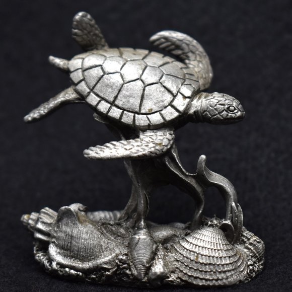 Spoontiques | Accents | Pewter Sea Turtle Figurine Unique Motion Pose ...